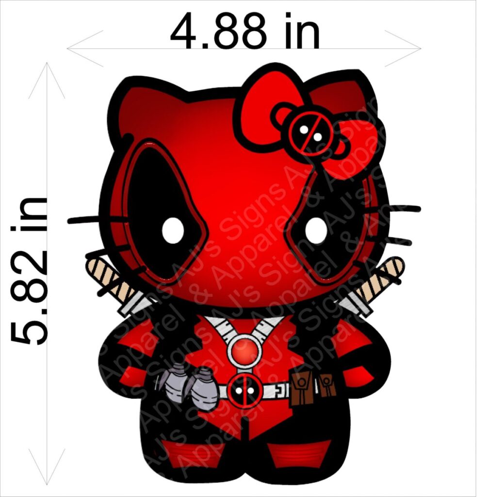 Hello Kitty Deadpool Vinyl Sticker - AJ's Signs & Apparel